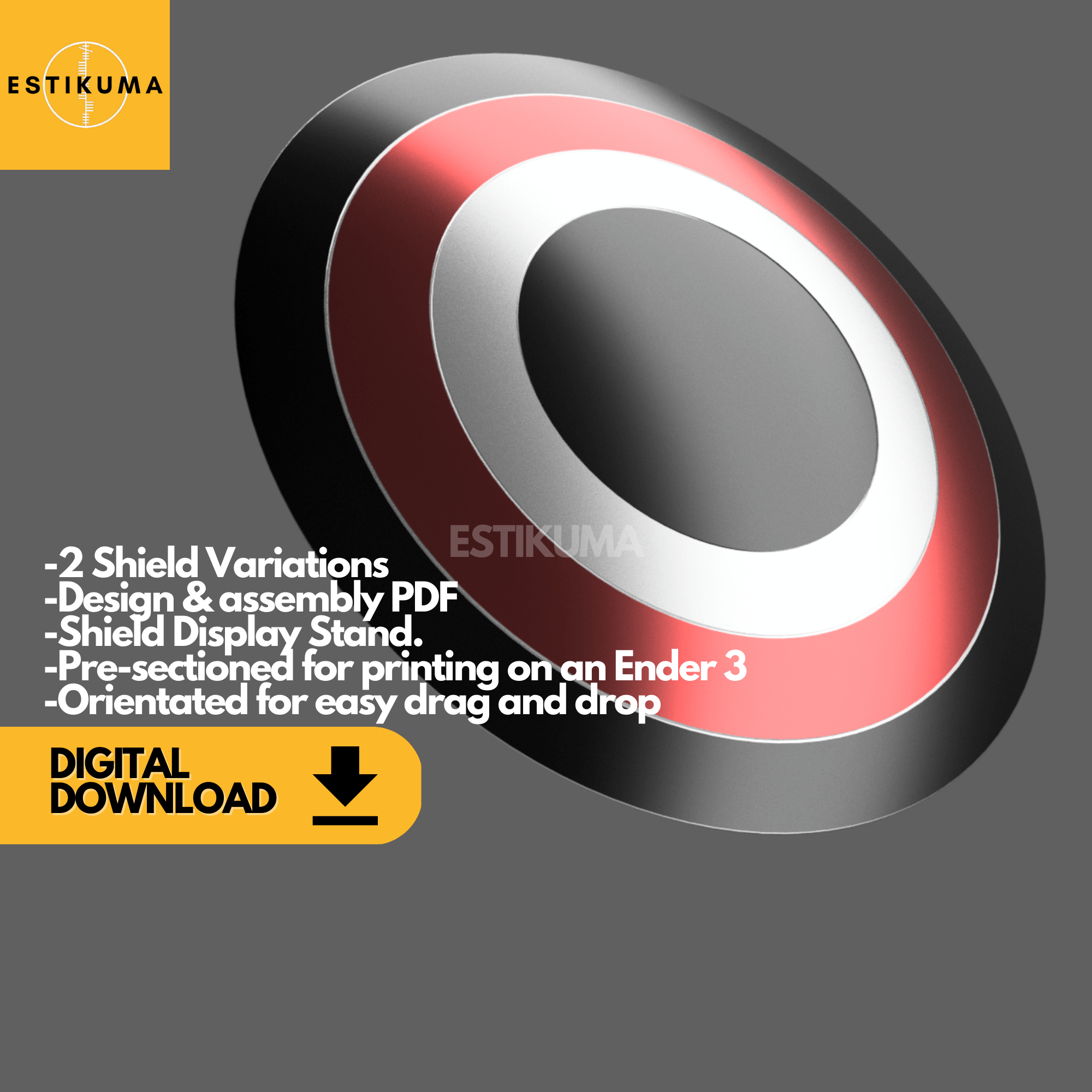 US Agent Shield - STL - 3D Files (Digital Download) - www.Estikuma.com